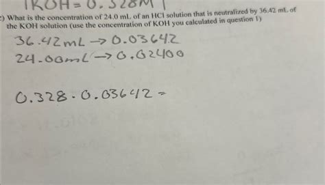 Solved ML Of An HCl Solution That Is Neutralized By Chegg Com