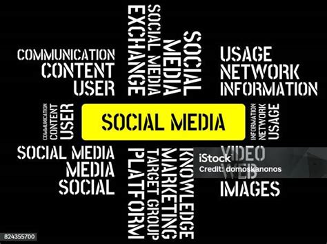 소셜 미디어 주제 단어 이미지 일러스트 레이 션과 관련 된 소셜 미디어단어와 이미지 고객 참여에 대한 스톡 벡터 아트 및 기타 이미지 고객 참여 마케팅 만족한