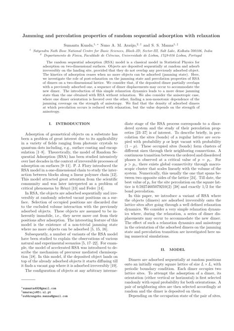 Pdf Jamming And Percolation Properties Of Random Sequential Adsorption With Relaxation