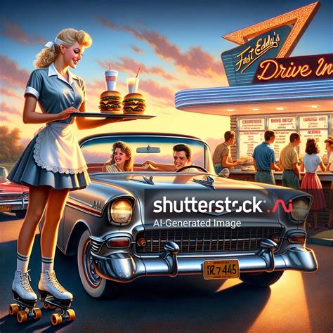American White Girl Car Hop Waitress Ai Generated Image 2474032719