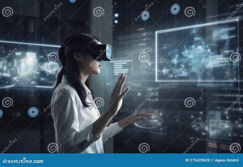 3d Woman Futuristic Datum Virtual Technology Glasses Digital Business