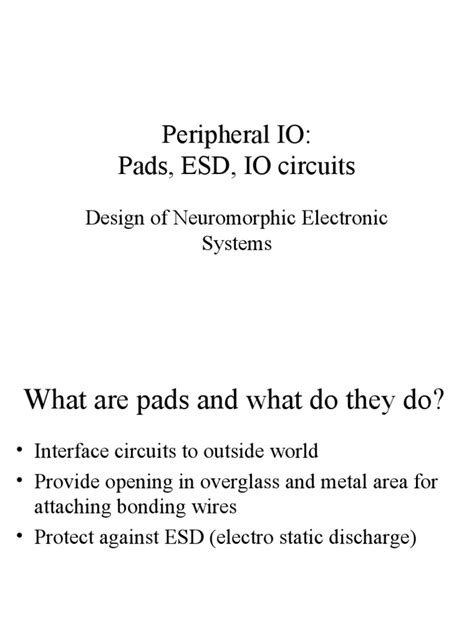 Peripheral Io Pads Esd Io Circuits Design Of Neuromorphic