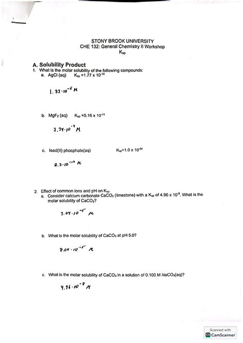 ksp che worksheet stony brook university che 132 general chemistry