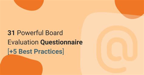 31 Powerful Board Evaluation Questionnaire 5 Best Practices