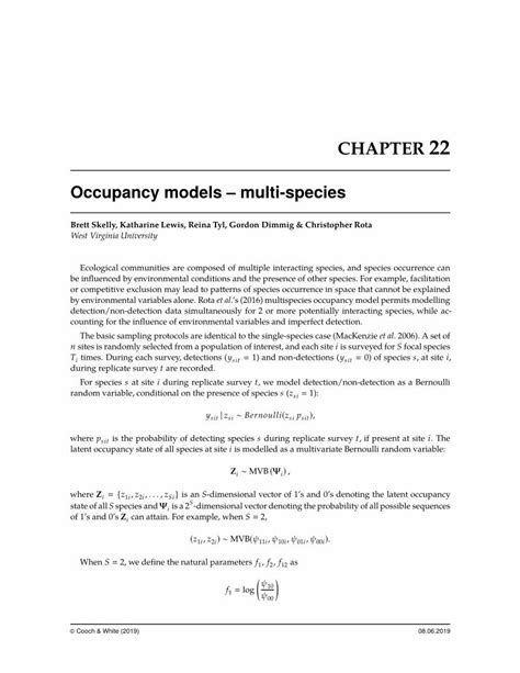 Pdf Occupancy Models Multi Species · 22 1 Multi Species Occupancy