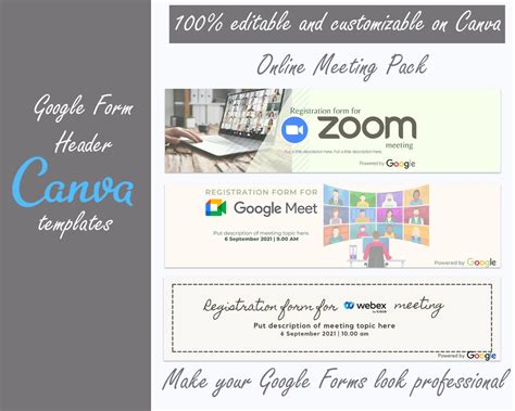 Editable Google Form Header Templates With Canva For Online Etsy India