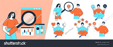 Programming Illustration Set Different Characters Working Stock Vector
