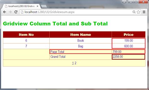 How To Get Gridview Running Column Sub Total In Aspnet