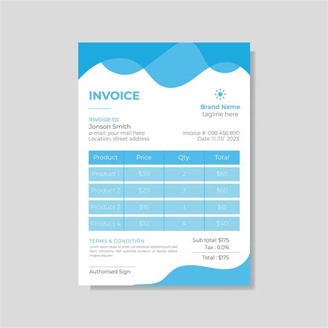 Blue Color Invoice Design Vector Template 25405322 Vector Art At Vecteezy