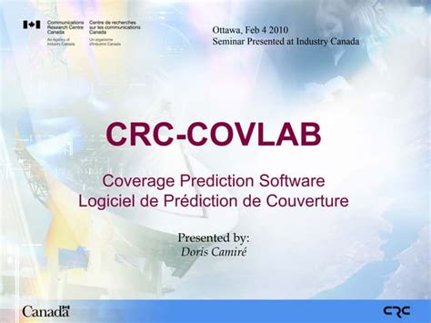 Crc Covlab Coverage Prediction Software Seminar At Industry Canada Pdf