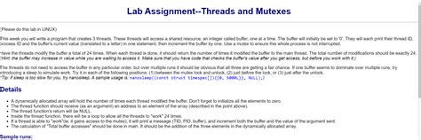 Lab Assignment Threads And Mutexes Please Do This