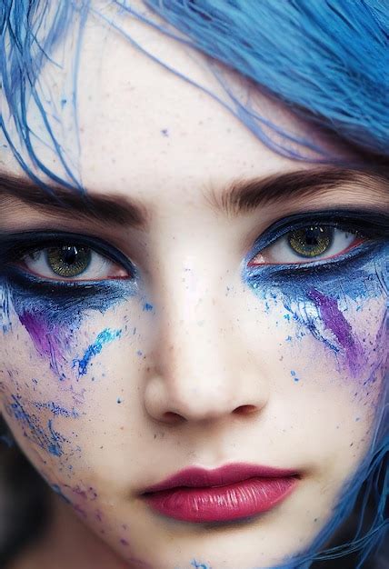 아름다운 허구의 소녀의 추상적 초상화 프리미엄 사진