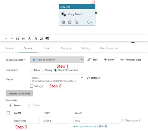 Azure Data Factory Copy Activity With Source As Stored Procedure Stack Overflow