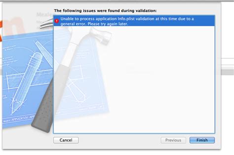Ios Unable To Process Application Infoplist Validation Due To A