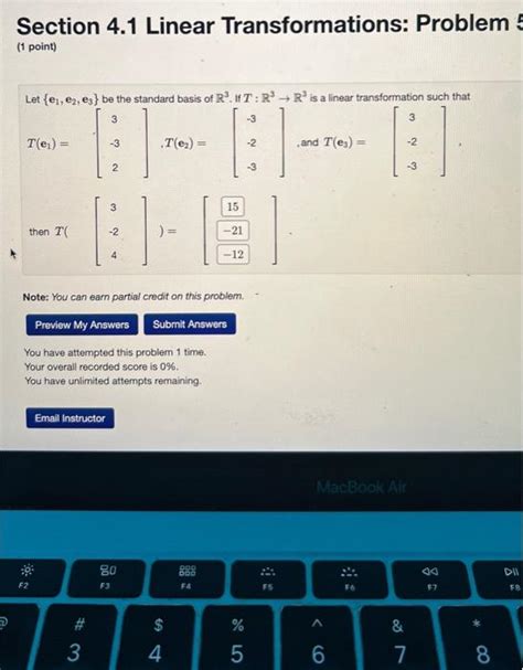 solved section 4 1 linear transformations problem 1 point