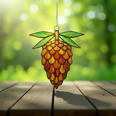 Pine Cone Stained Glass Pattern Nature Suncatcher Panel Pdf Svg Autumn Art Etsy