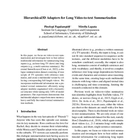 Hierarchical3d Adapters For Long Video To Text Summarization Acl