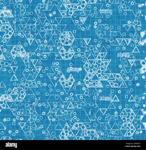 Seamless Bright Blue Blueprint Pattern For Textile And Print Stock