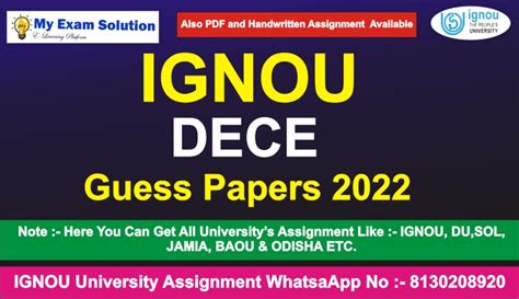 IGNOU DECE Guess Papers My Exam Solution