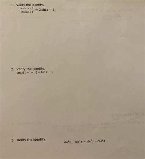solved 6 verify the identity cscx cotx tanx secx fuctor