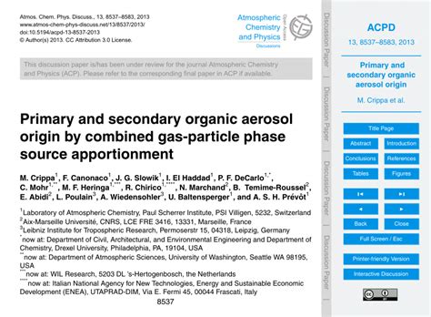 Pdf Primary And Secondary Organic Aerosol Origin By Combined Gas