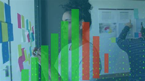 Premium Stock Video Animation Of Bar Graph Falling Binary Codes Over