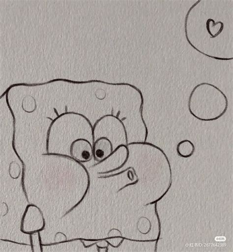 A Drawing Of A Spongebob With Bubbles Coming Out Of It