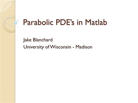 pdf parabolic pde s in matlabintroduction parabolic partial
