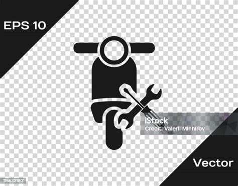 투명 한 배경에 격리 된 드라이버와 렌치 아이콘 회색 스쿠터 조정 서비스 설정 유지 보수 수리 고정 벡터 일러스트레이션 교통수단에 대한 스톡 벡터 아트 및 기타 이미지