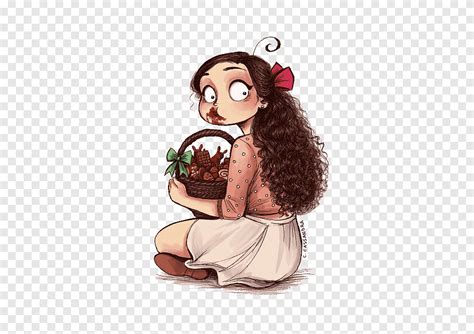 الفن 2016 ، فتاة تأكل سلة تحمل مليئة بالشيكولاتة Png