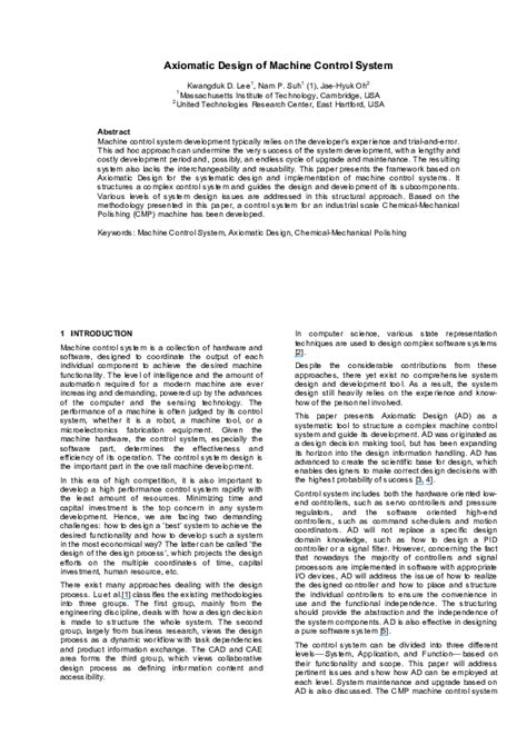 Pdf Axiomatic Design Of Machine Control System Nam Suh