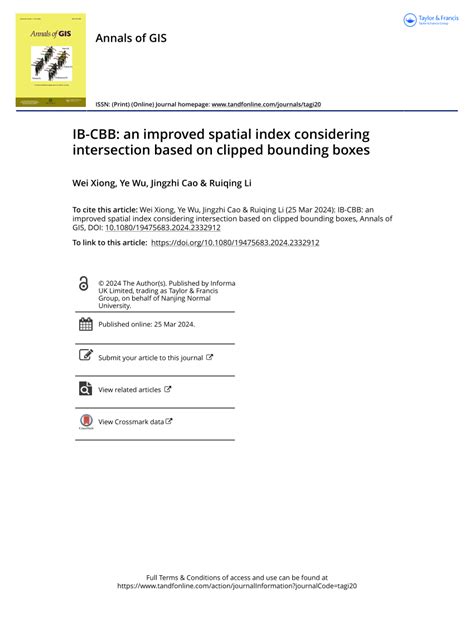 Pdf Ib Cbb An Improved Spatial Index Considering Intersection Based On Clipped Bounding Boxes