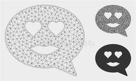 Lady Love Smiley Message Vector Mesh Carcass Model And Triangle Mosaic Icon Stock Vector