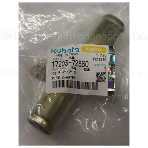 Kubota Water Pipe Part 17203 72860 New Holland Rochester