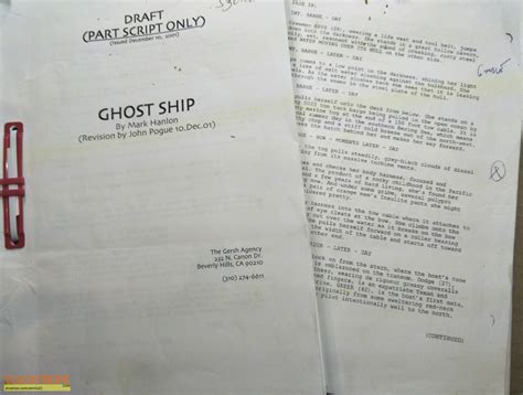 Ghost Ship Production Script And Part Script Sfx Copies Original Prod
