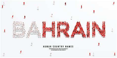 많은 사람들이 바레인이라는 단어를 구성하며 서 있습니다 사람들 군중에서 만든 바레인 플래그 흰색 배경에서 격리된 벡터 그림입니다 바레인에 대한 스톡 벡터 아트 및 기타