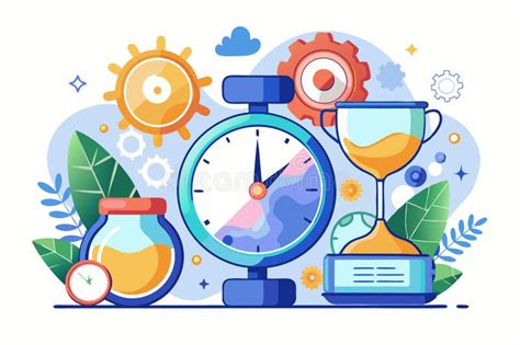 A Vibrant Arrangement Of Timers Gears And A Trophy Illustrating The Concepts Of Time