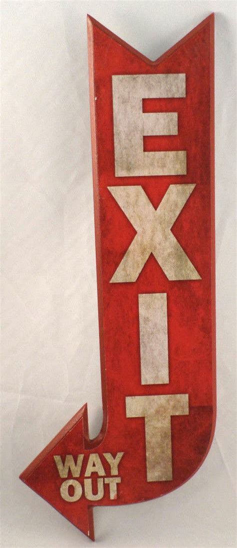 Exit This Way Out Directional Curved Arrow Wooden Wall Plaque Sign Decor Dragonfly Whispers