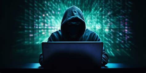 Premium Ai Image Cybernetic Enigma Silhouetted Technomancer Hacker With Data Flow Behind In A