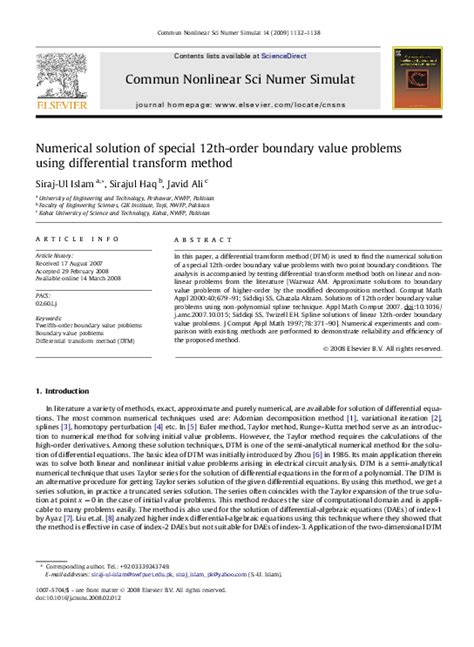 Pdf Numerical Solution Of Special 12th Order Boundary Value Problems Using Differential