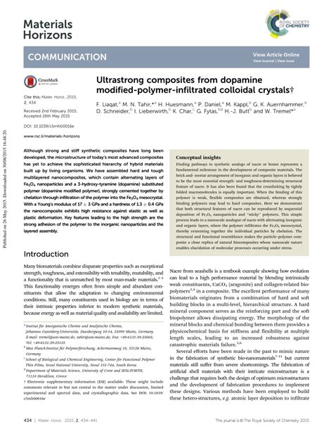 Pdf Ultrastrong Composites From Dopamine Modified Polymer