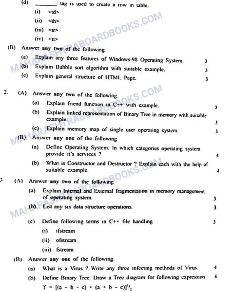 Hsc Maharashtra Board Computer Science Question Papers 2022