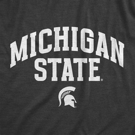Charcoal Arched Michigan State Shirt With Helmet Nudge Printing