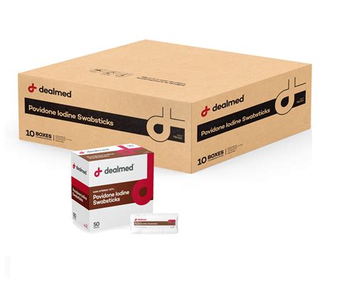 Dealmed Povidone Iodine 10 Swabsticks Individually Sealed Packets