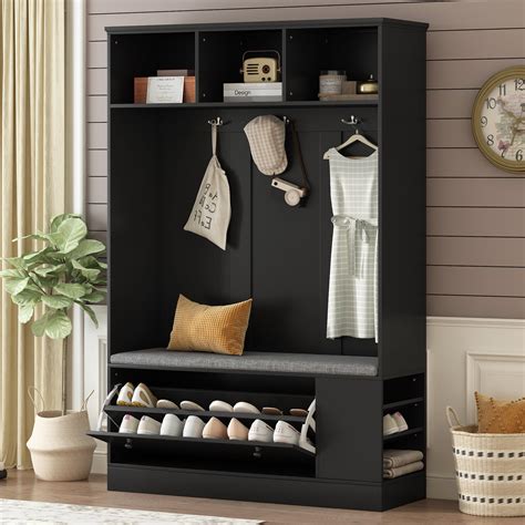 Royard Oaktree Hall Tree With Shoe Storage Bench Multifunctional