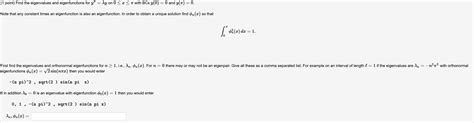 solved 1 point find the eigenvalues and eigenfunctions for