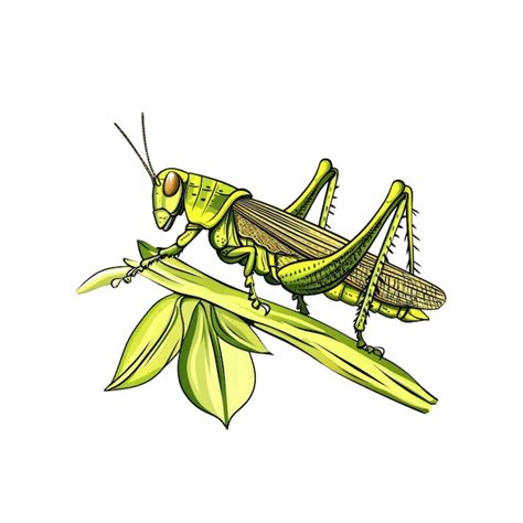 Green Grasshopper On A Leaf Premium Ai Generated Psd