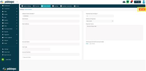 System Set Up Invoice Details