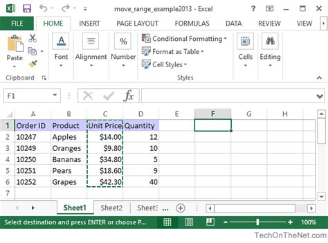 MS Excel Move A Range