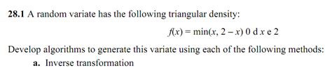 28 1 a random variate has the following triangular